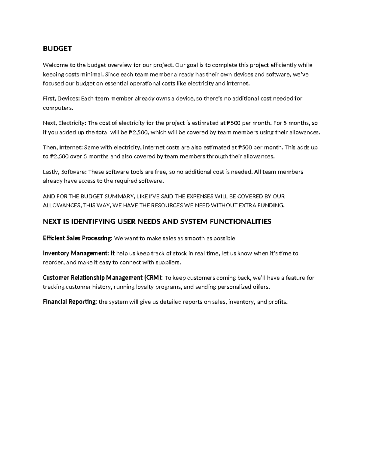 Budget - .... - BUDGET Welcome to the budget overview for our project ...