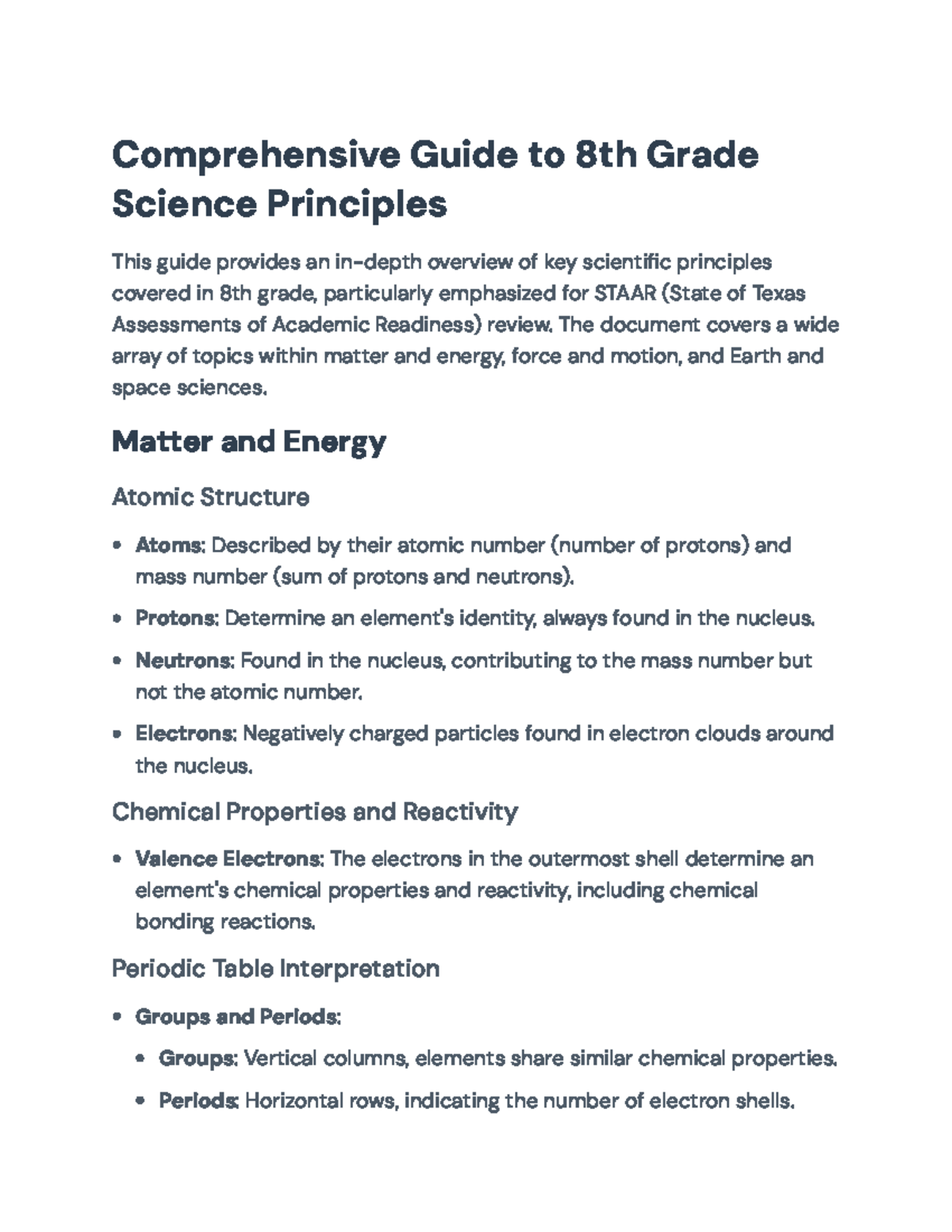 8th Grade Science Principles Review for STAAR Preparation ...