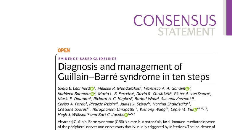GBS 2019: Consensus Guidelines for Diagnosis & Management - Studocu