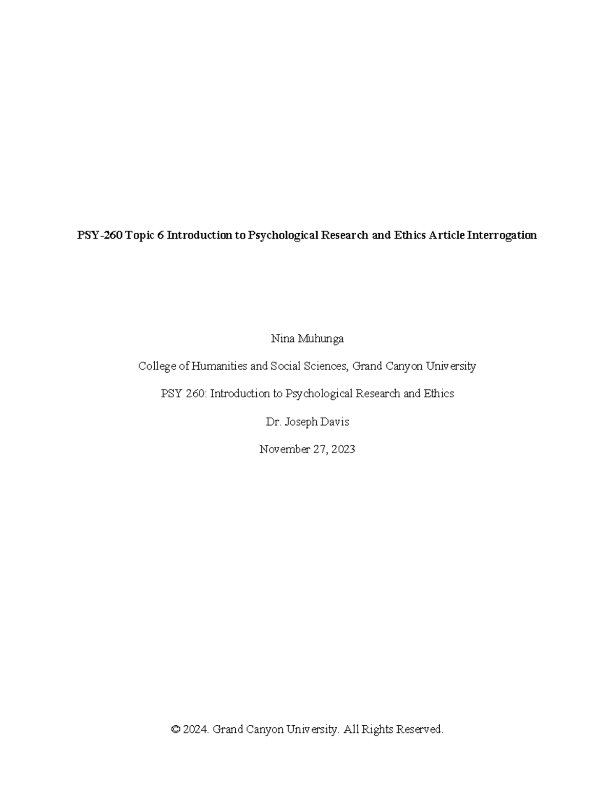 PSY-260-RS-T5-Article Interrogation.edited - PSY-260 Topic 6 Introduction to Psychological ...