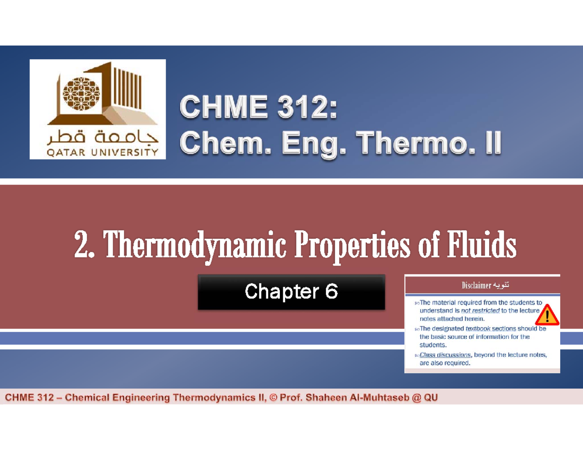 6. Thermodynamic Properties of Fluids - Chapter 6 Overview - Studocu