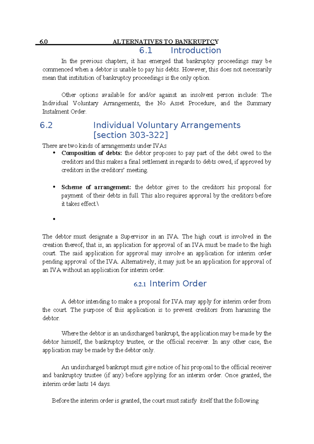 Alternatives to Bankruptcy: IVAs, Summary Orders & More - Studocu