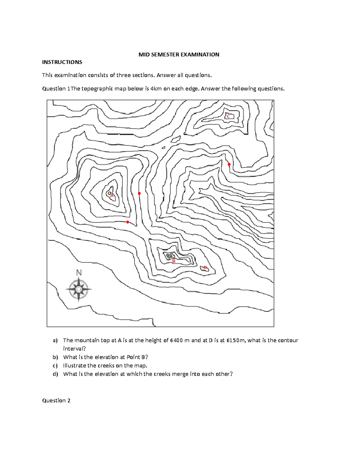 Mid Semester Exam: Geological Structures and Topographic Mapping - Studocu