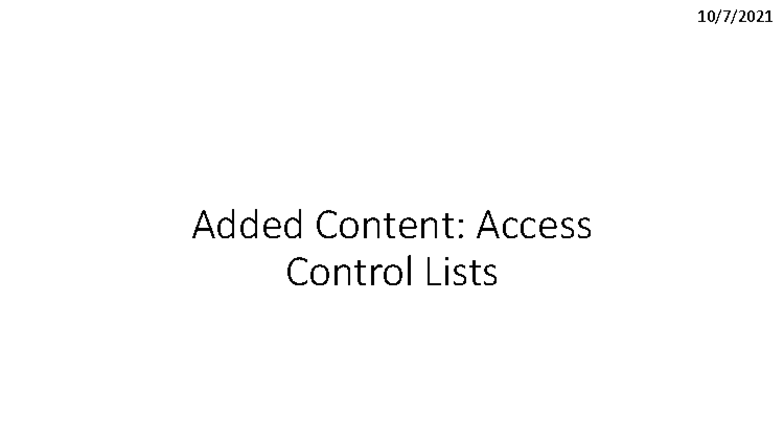 Ch 12a - Access Control Lists: Overview and Applications - Studocu