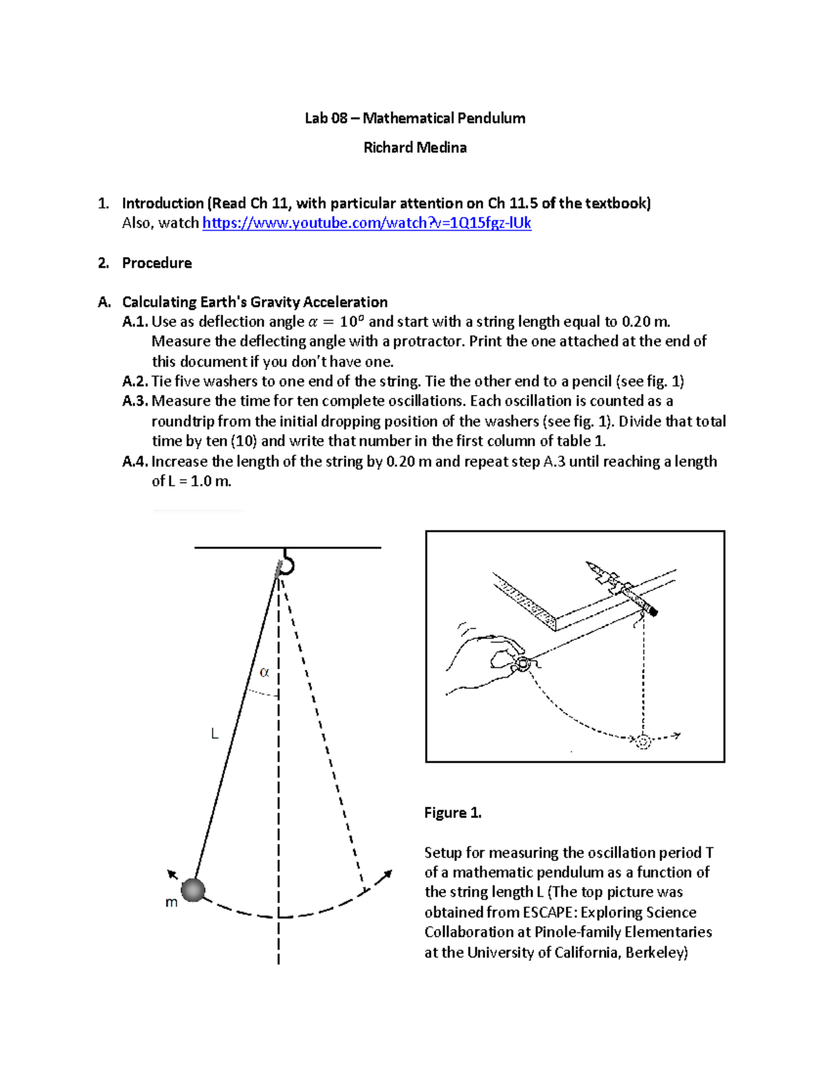 Lab 08 - Mathematical Pendulum - 1011221 - Lab 08 – Mathematical ...