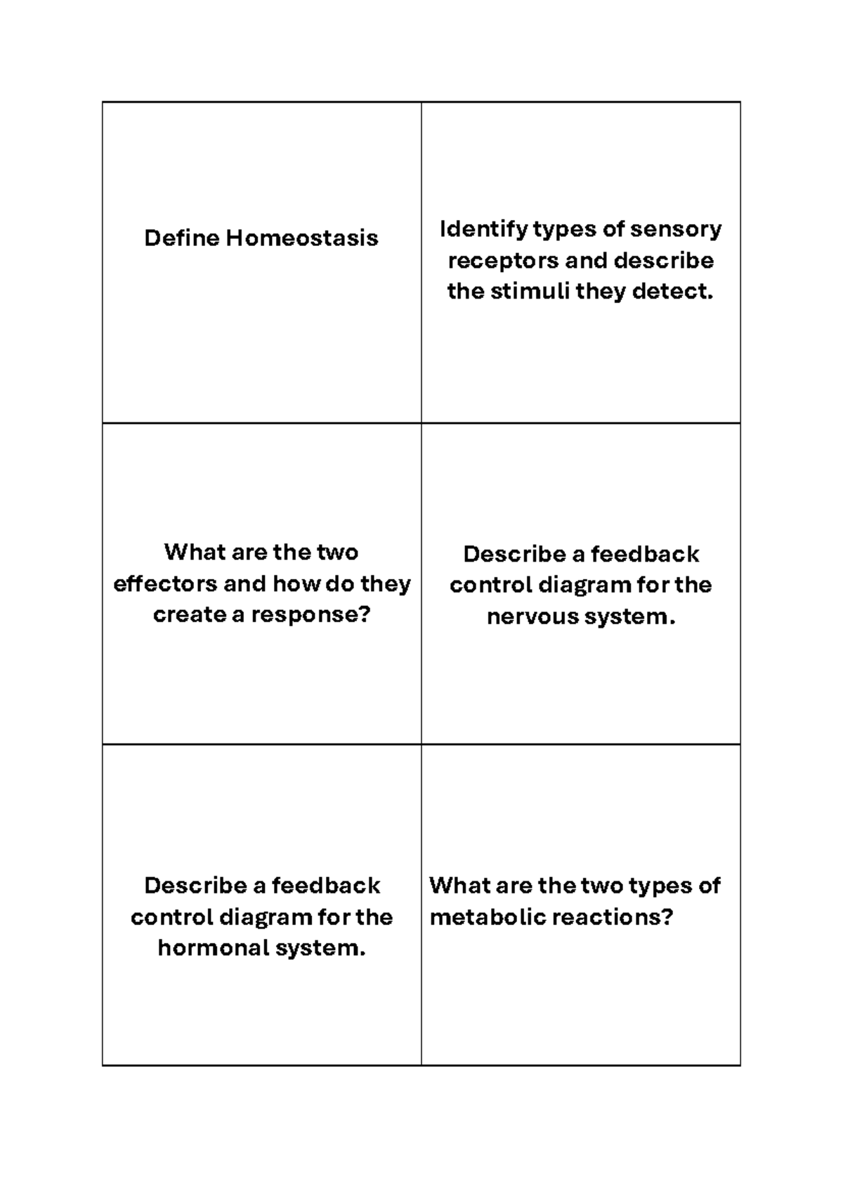Homeostasis and Sensory Receptors: A Study Guide for BIO 101 - Studocu