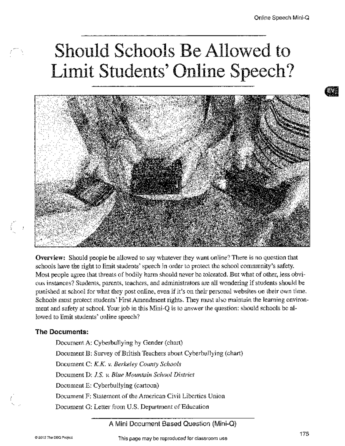 DBQ 2012: Online Speech & Student Rights – Should Schools Limit It ...