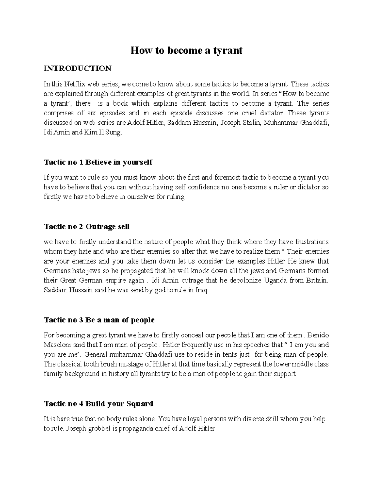 738520949 Final Exam Study Guide: Tactics to Become a Tyrant - Studocu