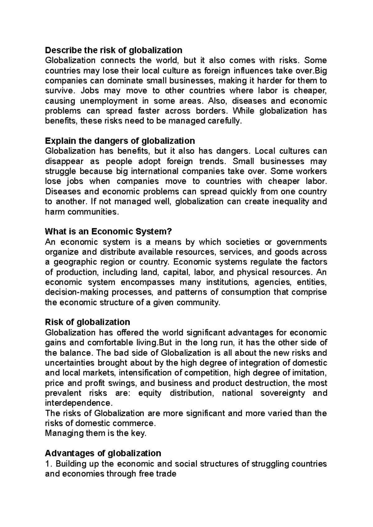 Risk of globalization: Understanding the dangers and economic impacts ...