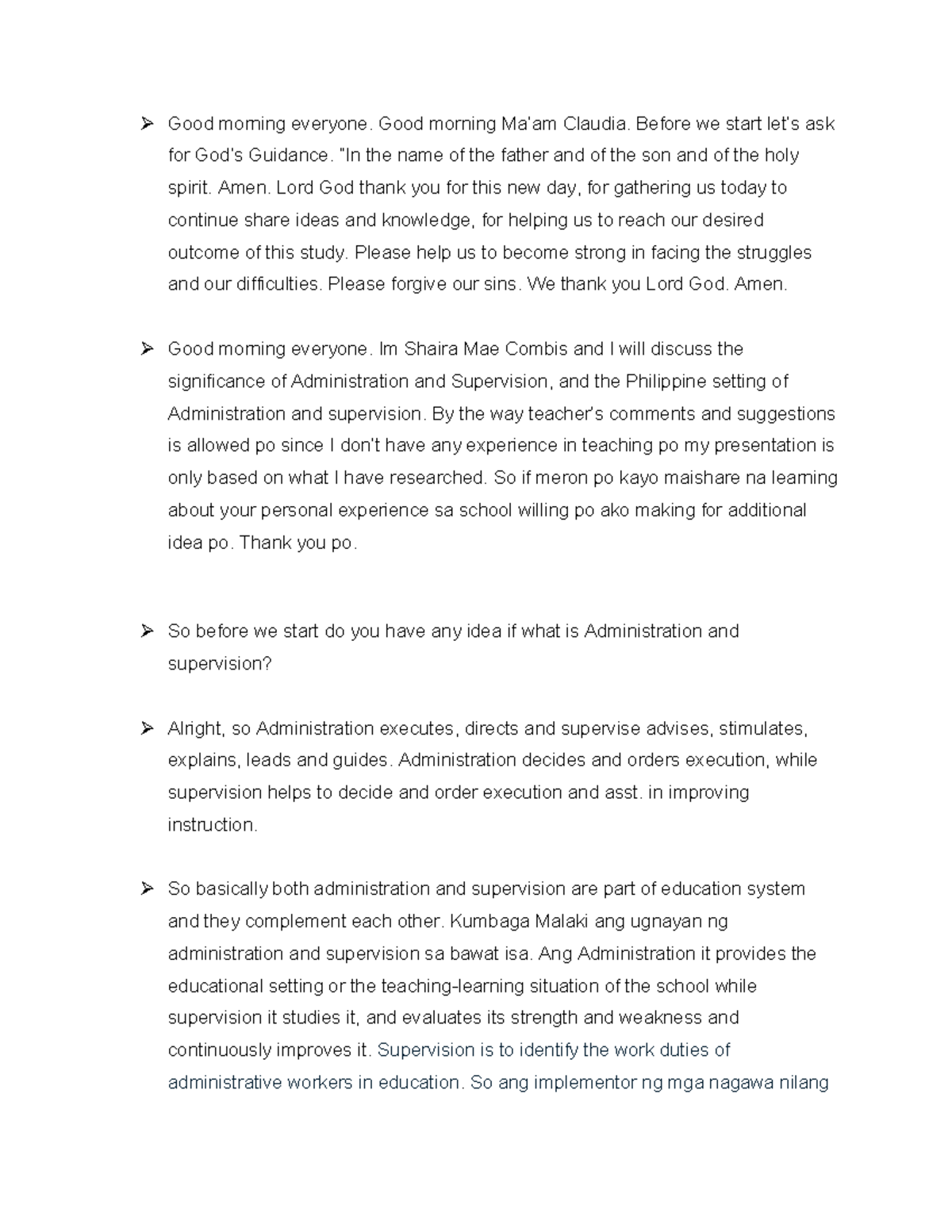 EDU 101: Final Exam on Administration and Supervision Overview - Studocu