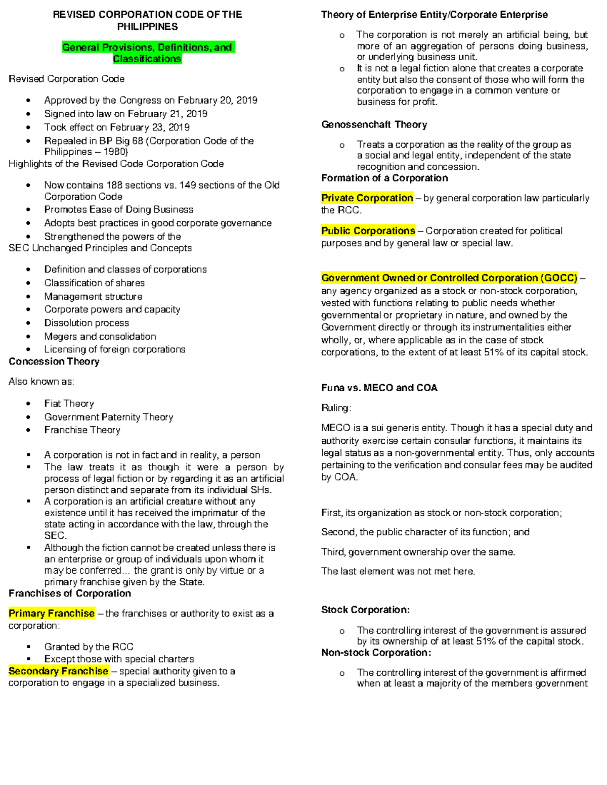 RCC 2019: Overview of the Revised Corporation Code of the Philippines ...