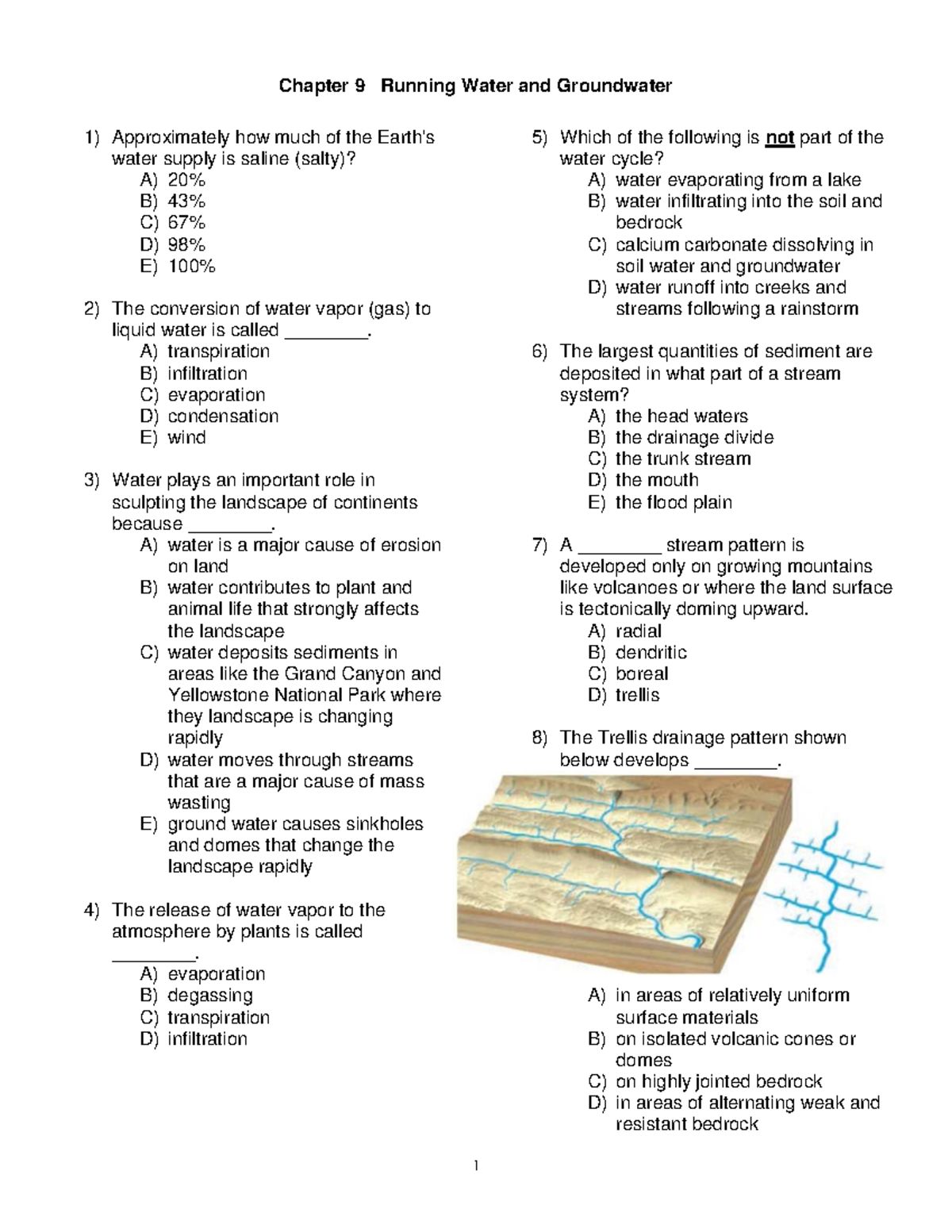 Chapter 9 Study Guide: Running Water & Groundwater Concepts - Studocu