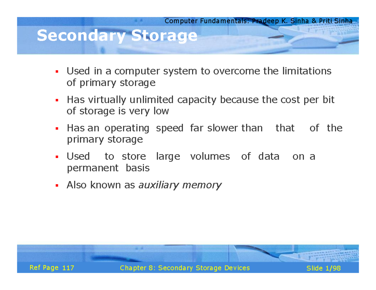 Computer Fundamentals: Chapter 8 - Secondary Storage Devices Overview ...