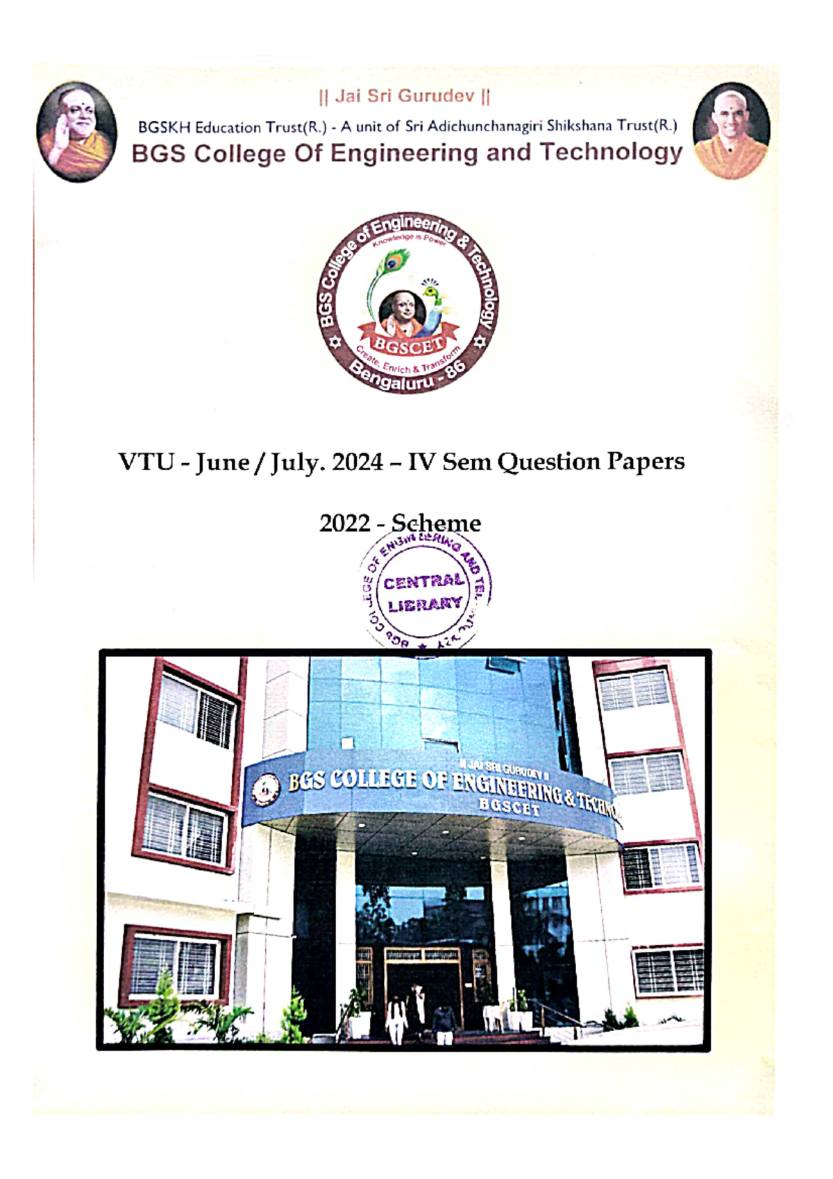 4th Sem Question Papers 2024: BCS, BIS, BCG, BAD, BCS405A, BCS405B ...