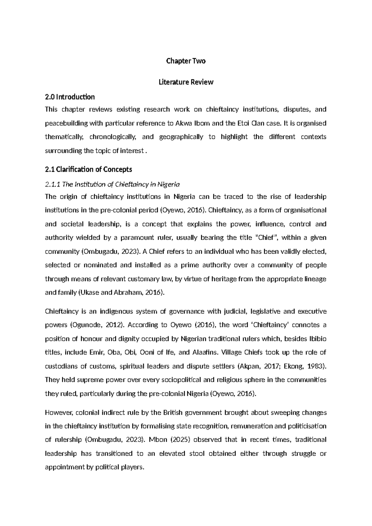 Chapter 2: Literature Review on Chieftaincy Disputes & Peacebuilding ...
