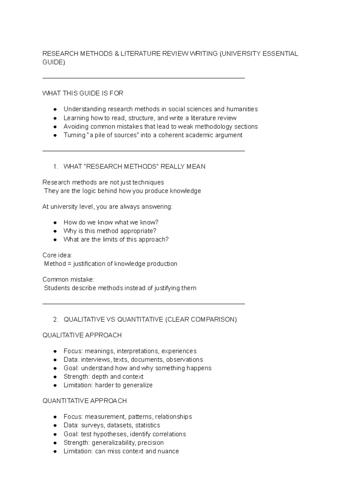 Research Methods & Lit Review Writing (Uni Essential Guide) - Studocu