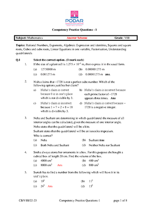 Yearly Examination Question paer - PODAR INTERNATIONAL SCHOOL Yearly ...
