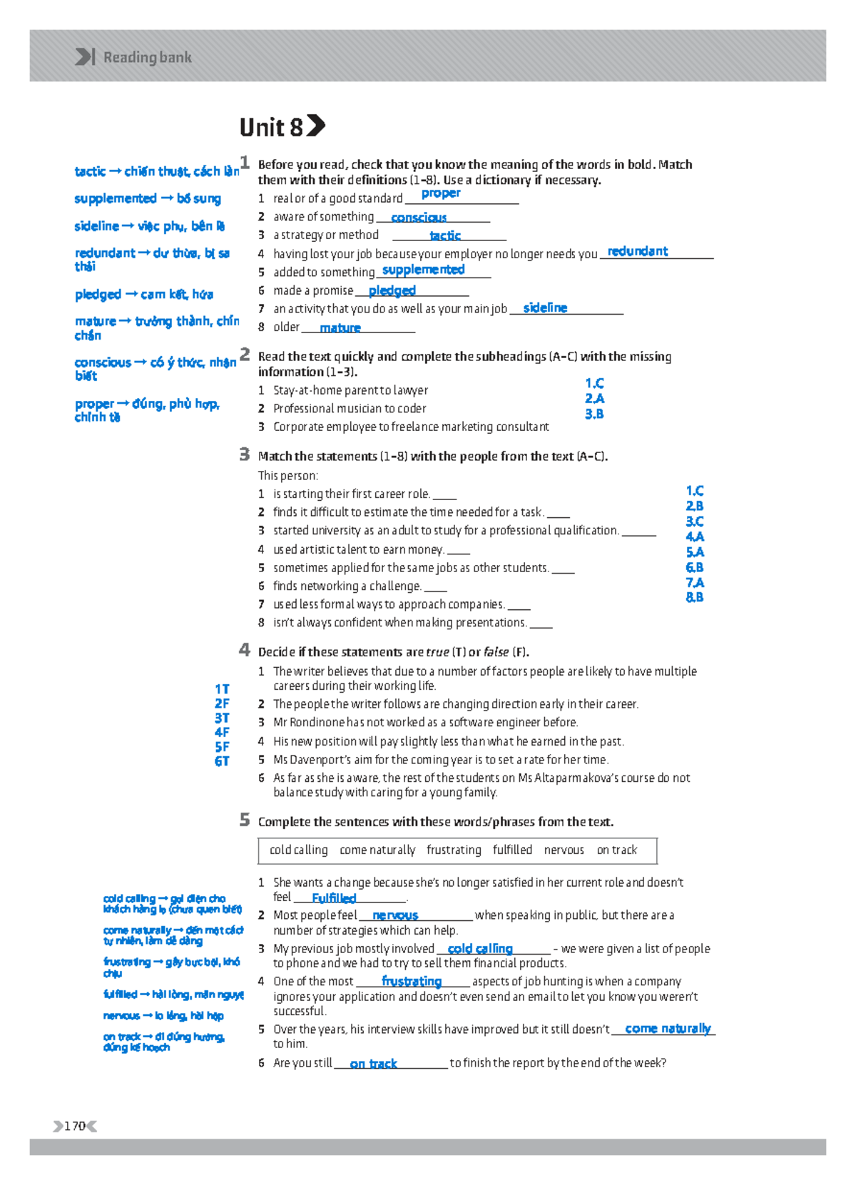 RB U8 - Vocabulary and Comprehension Exercises - Studocu