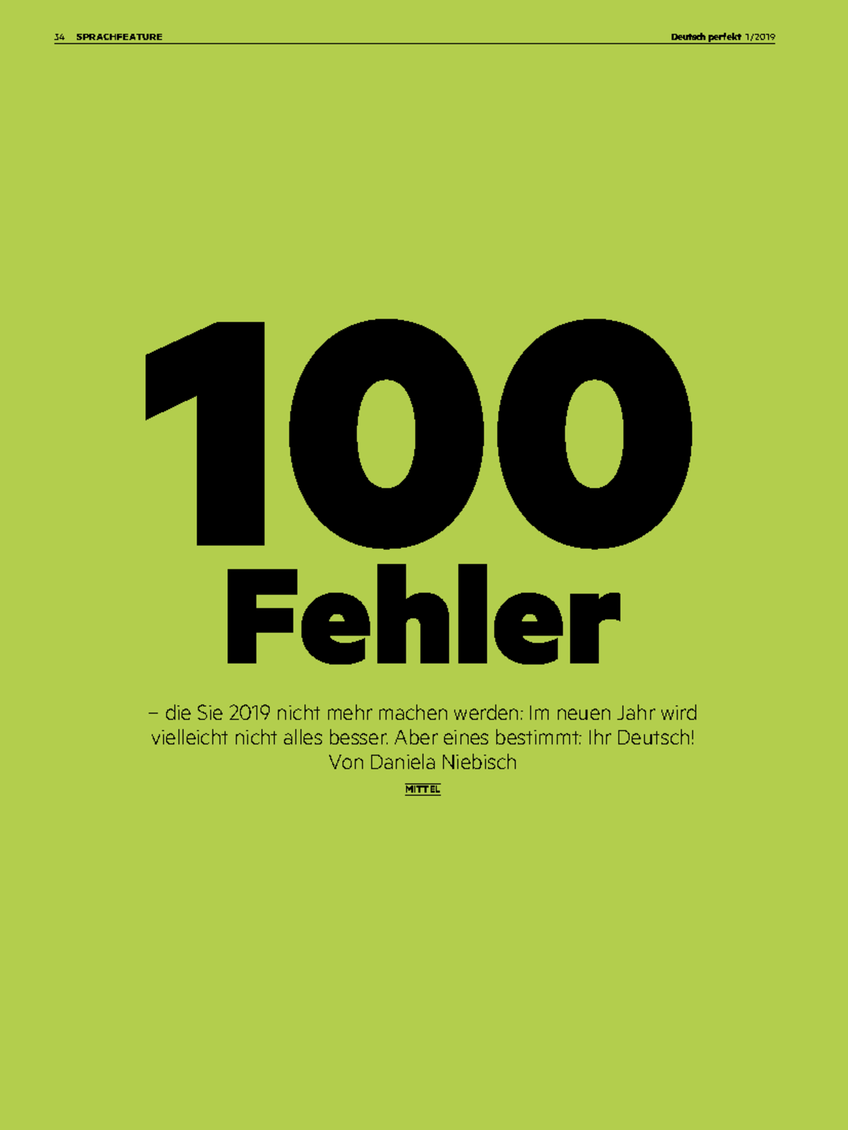 100 Fehler im Deutschen: Tipps für 2019 - Deutsch perfekt 1 - Studocu