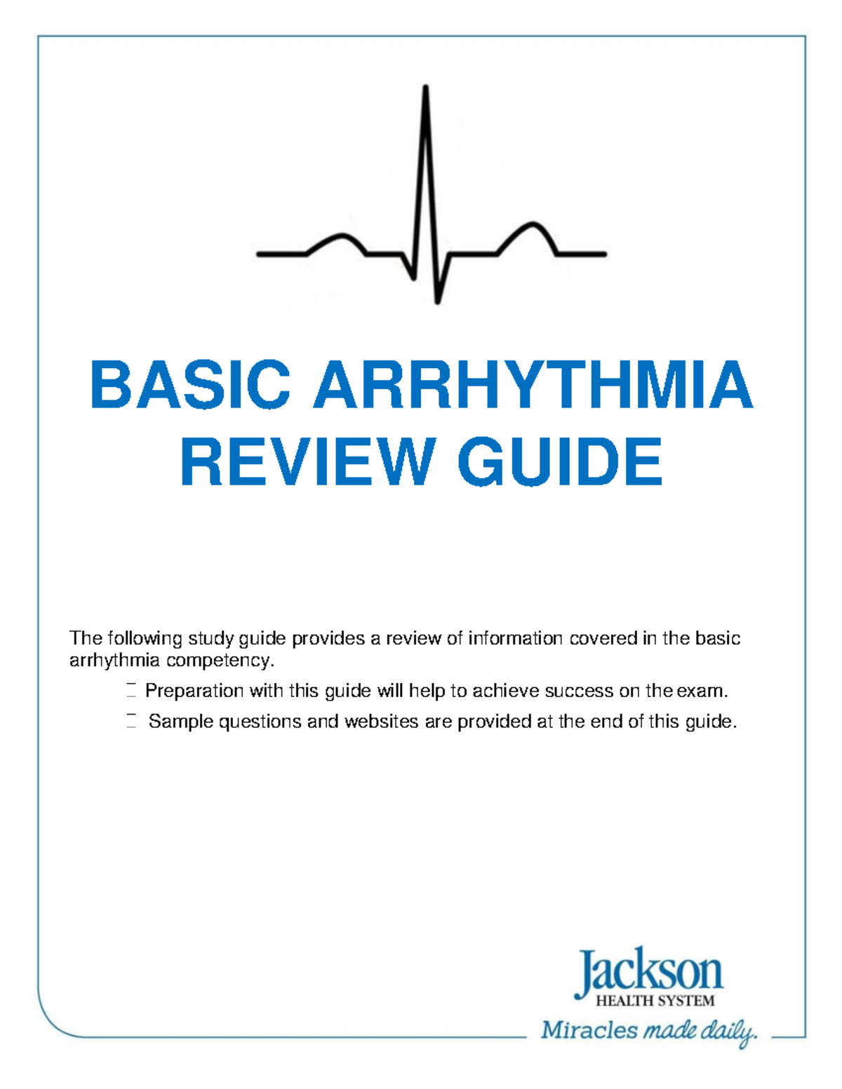 Basic Arrhythmia Competency Review Guide for Exam Success - Studocu