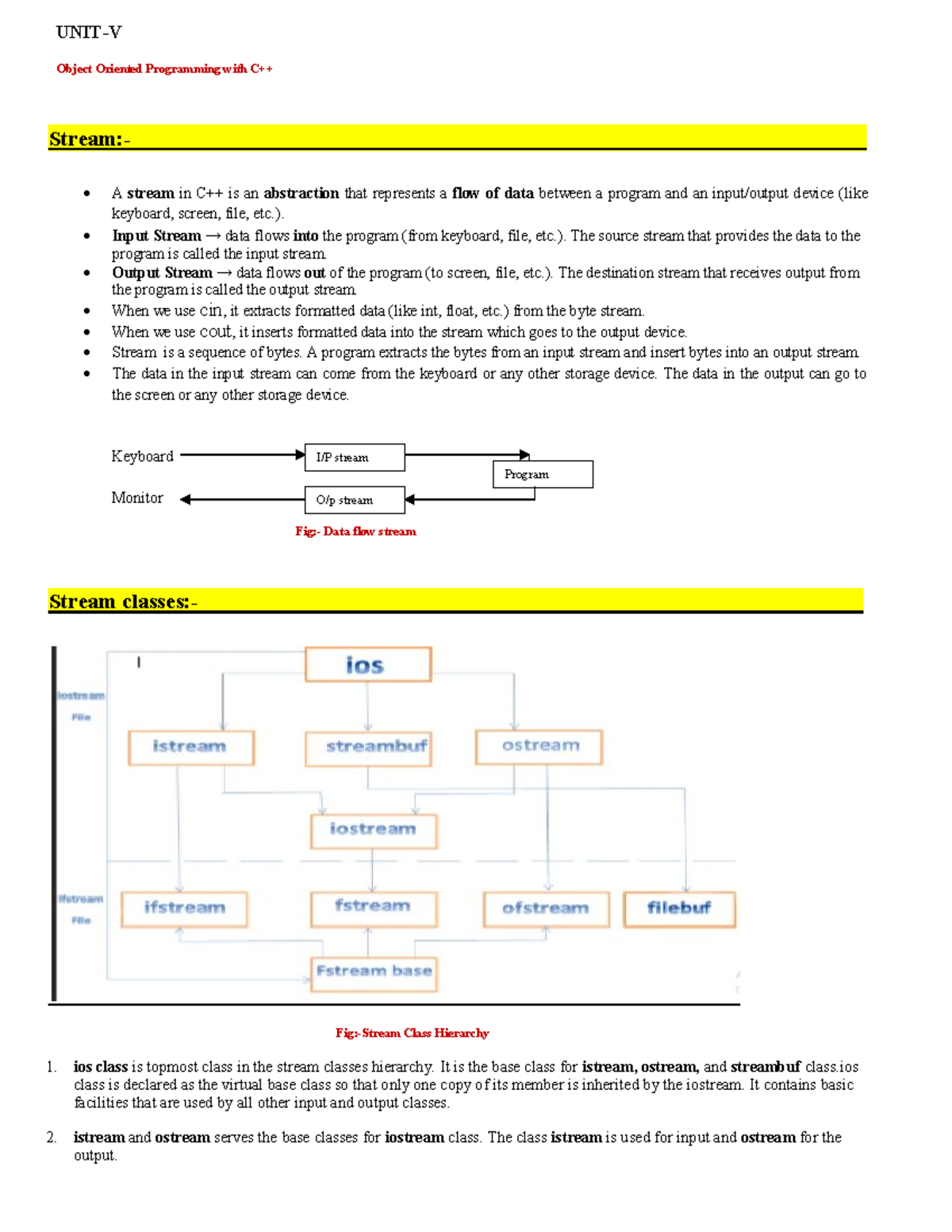 Object Oriented Programming: Streams and File Handling (CS101) - Studocu