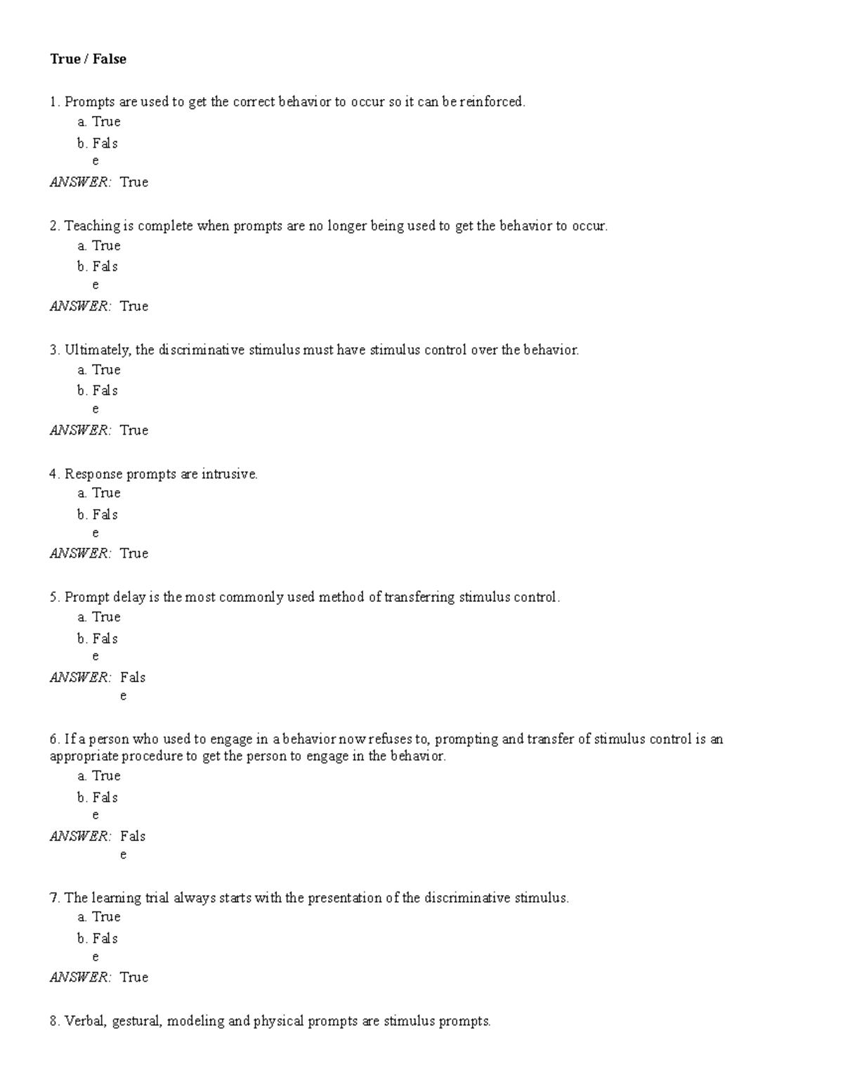 Chapter 10: Prompting & Transfer of Stimulus Control - Study Guide ...
