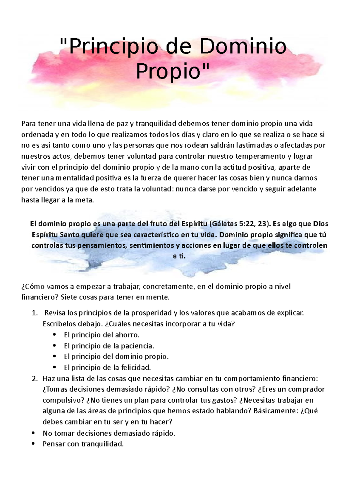 Principio del dominio propio - El dominio propio es una parte del fruto ...