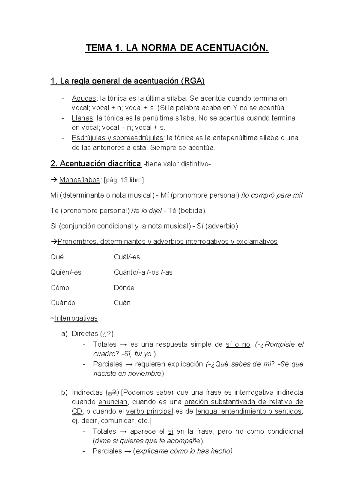 TEMA 1: LA NORMA DE ACENTUACIÓN Y SUS REGLAS - Studocu
