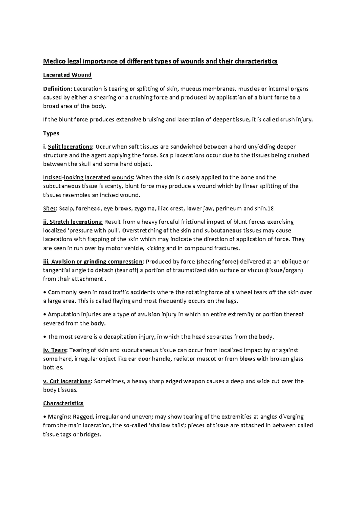 Medico-legal importance of different types of wounds and their ...