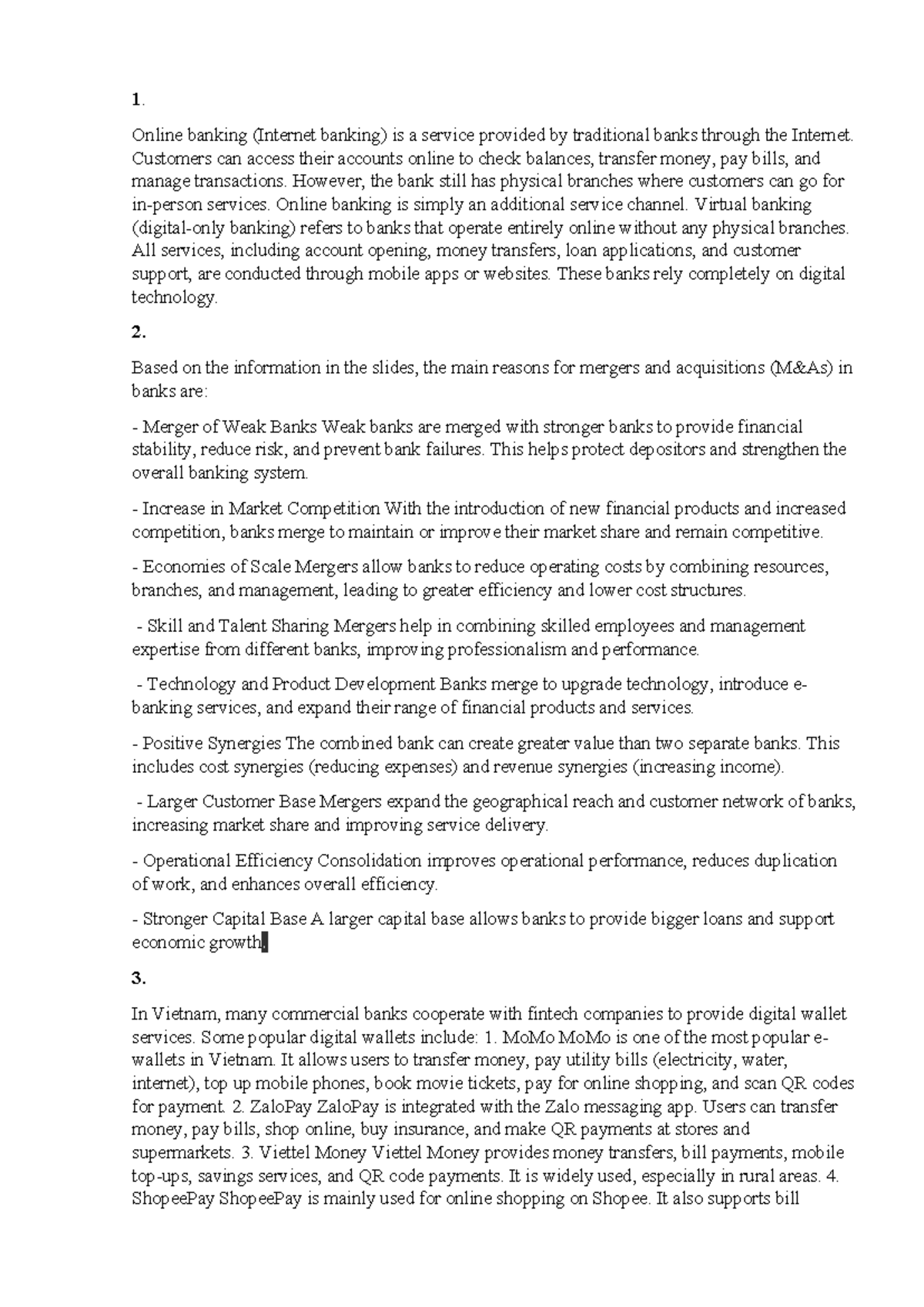 1-6 - Online Banking, Mergers, and Financial Crises Overview - Studocu