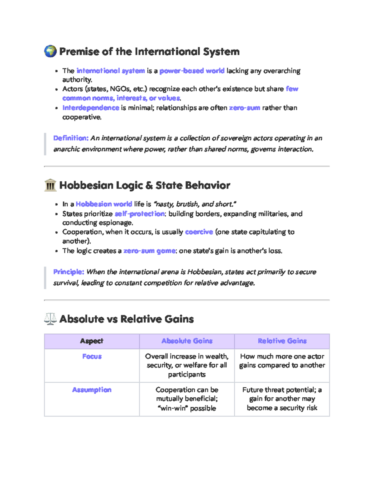 W4L10 - Premise of the International System: Anarchy and State Behavior ...
