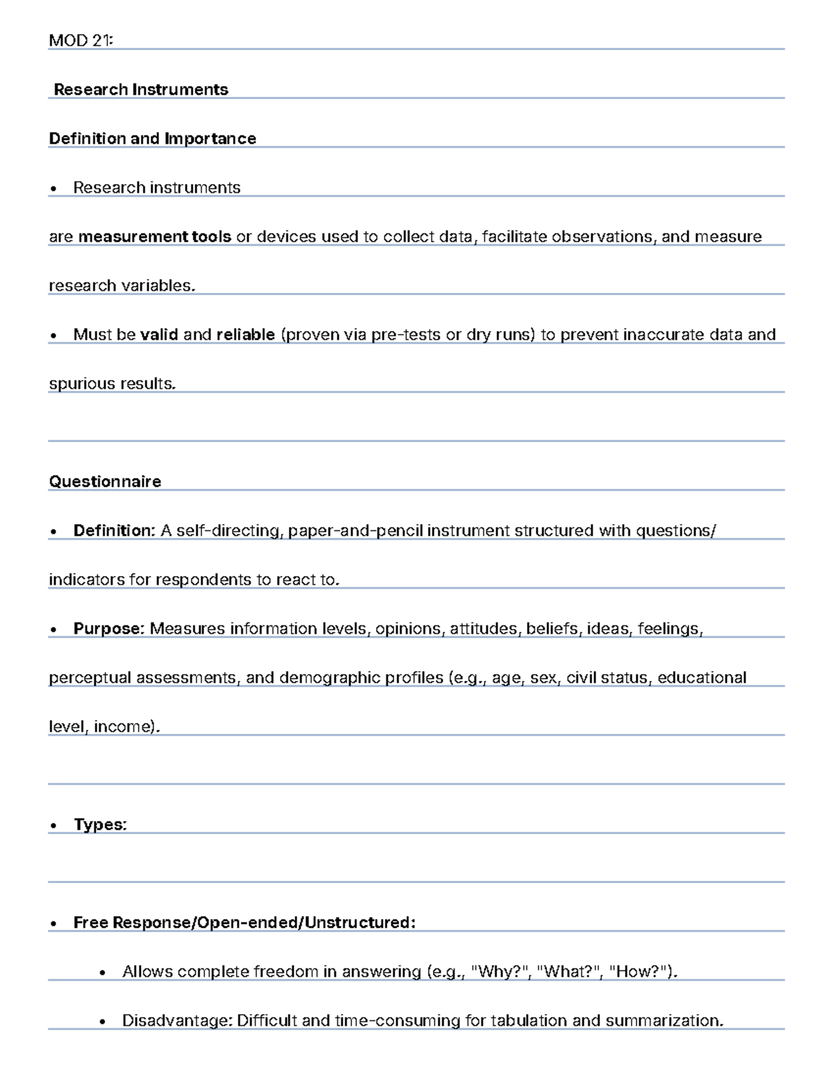 MOD Research Instruments: Definitions, Types, and Ethical ...