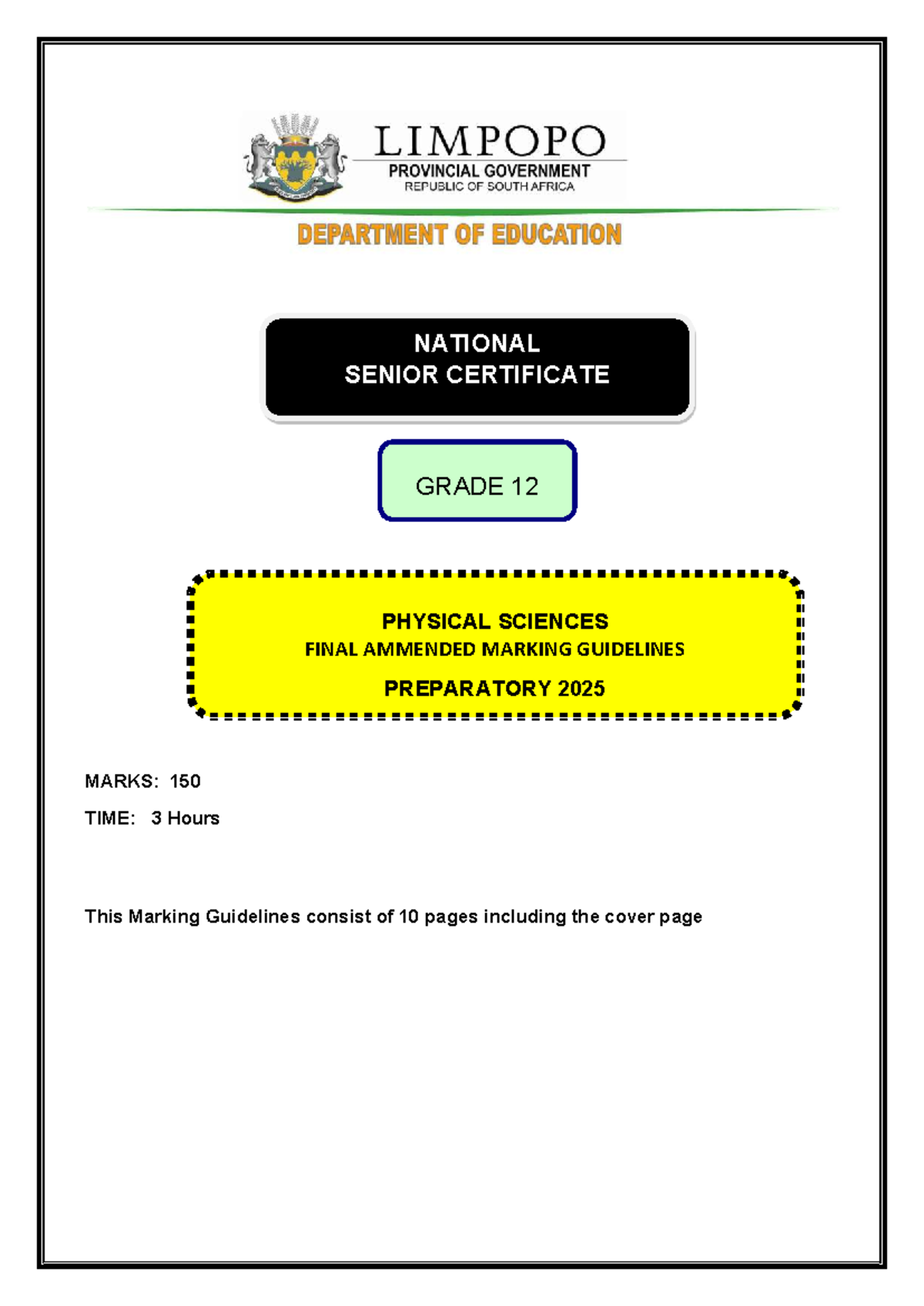 PHSC GR 12 Physical Sciences Final Amended Marking Guidelines 2025 ...