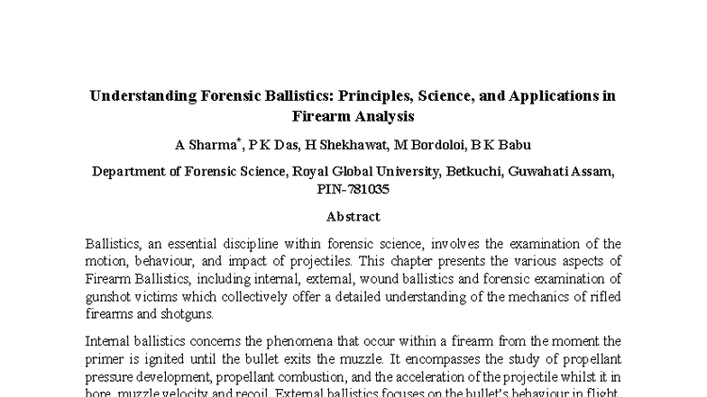 Forensic Ballistics: Principles & Applications in Firearm Analysis ...