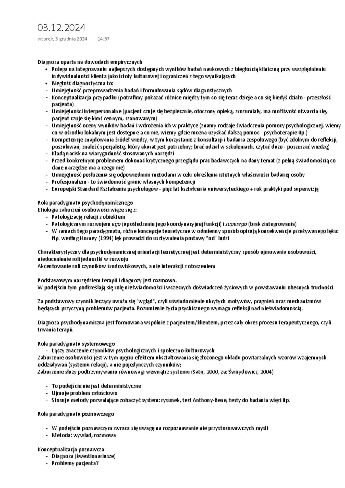 Paradygmaty w psychologii - Diagnoza oparta na dowodach empirycznych ...