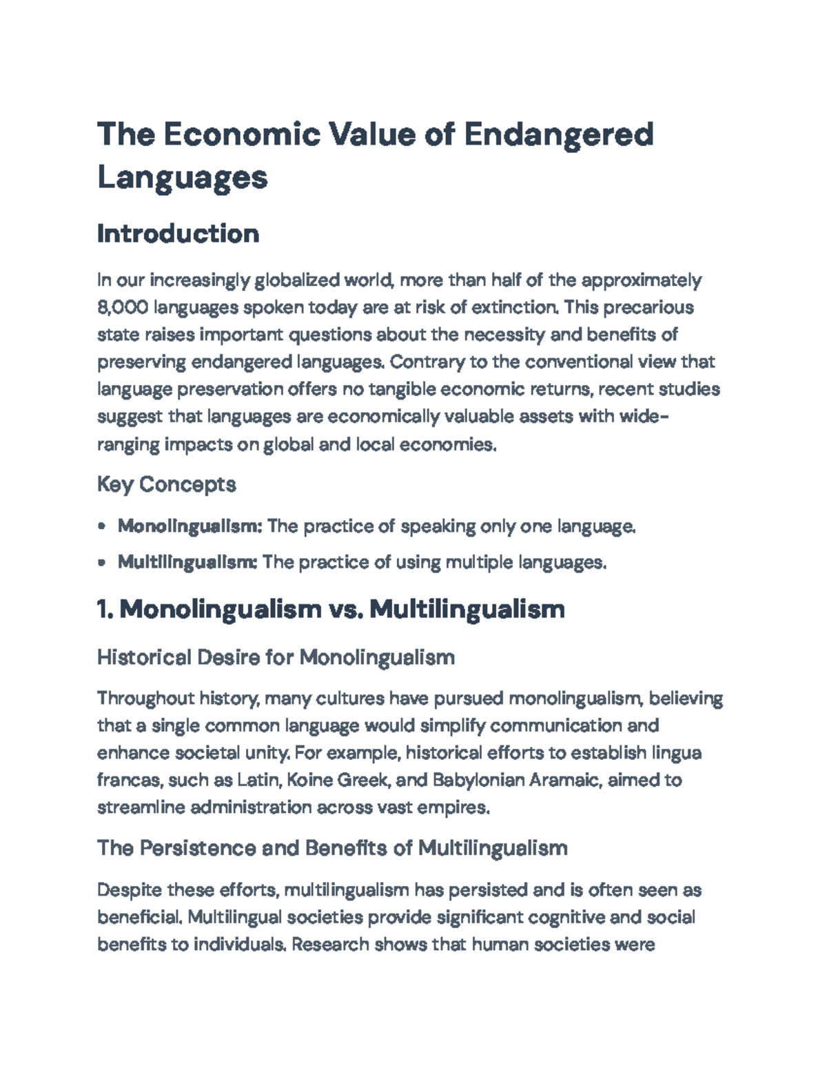 The Economic Value of Endangered Languages: Insights and Implications ...