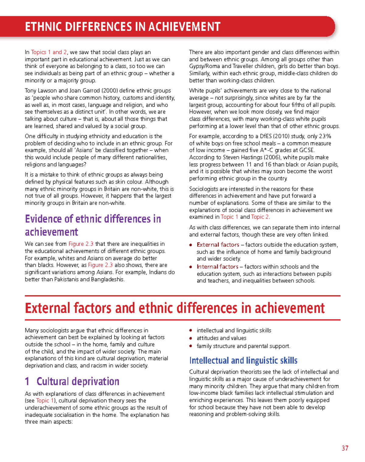 Ethnic differences in educational achievement: A sociological analysis ...
