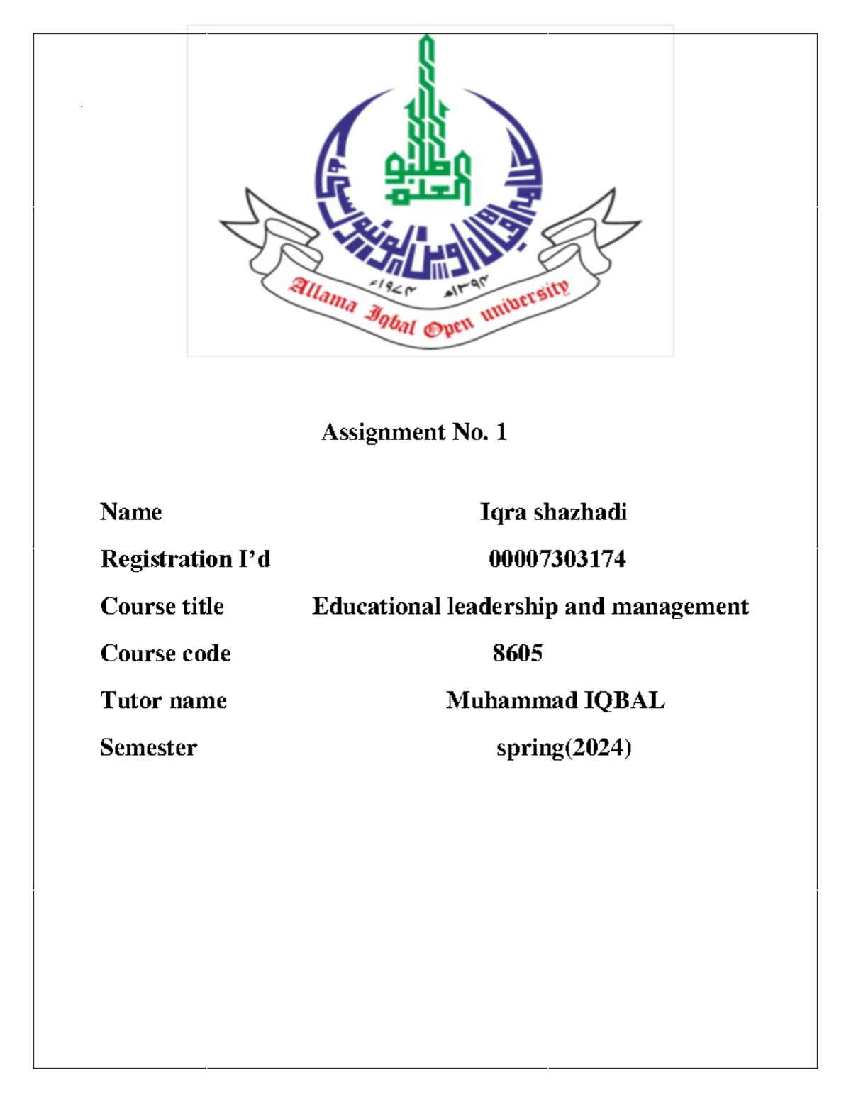 Educational Administration Approaches: Insights for Course 8605 Assignment 1 - Studocu