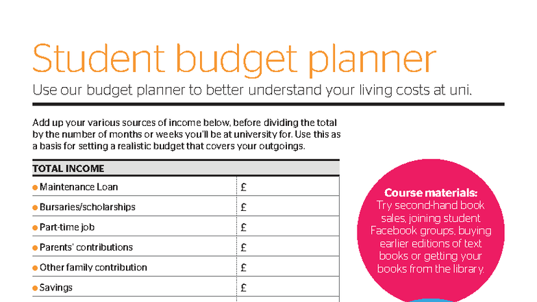 Student Budget Planner: Managing Living Costs at Uni - Studocu