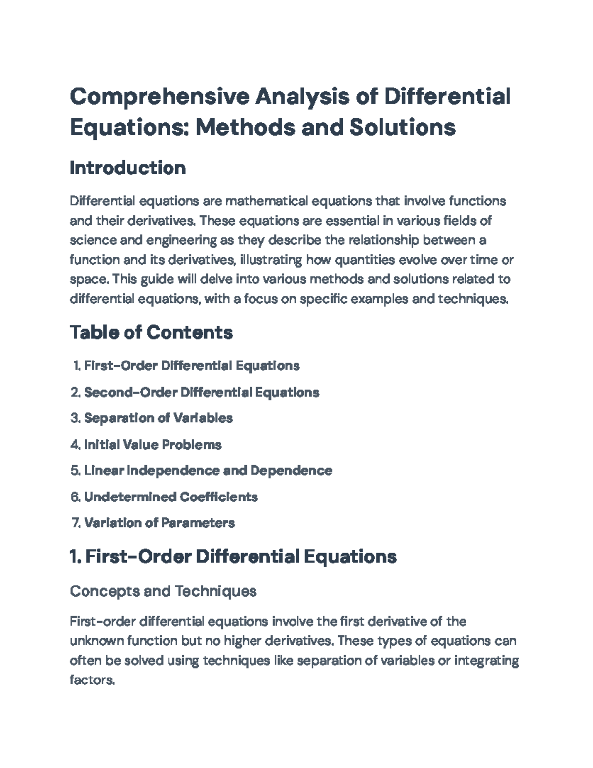 Comprehensive Guide to Differential Equations: Methods & Solutions ...