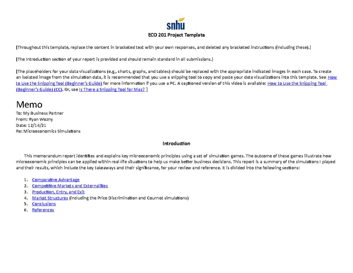ECO 201 Final Project: Microeconomic Principles & Simulations Analysis ...