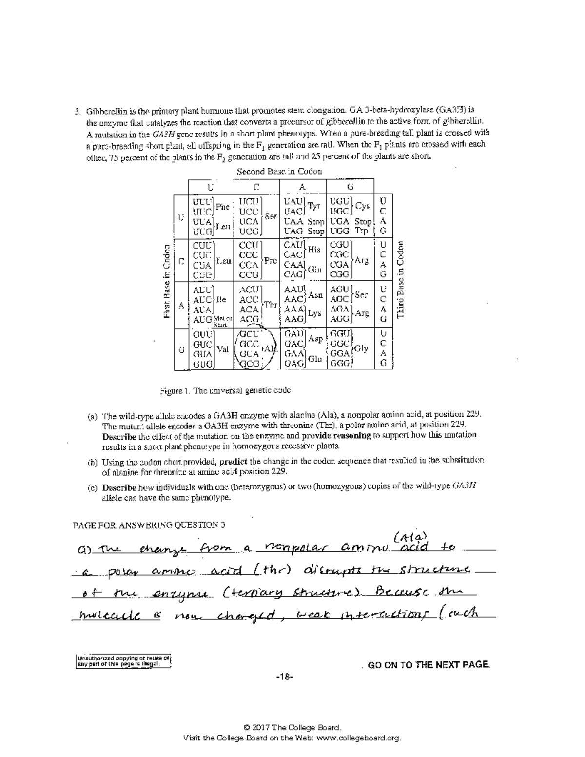 AP Bio Unit 6 FRQ: Gibberellin Mutation Effects and Genetics - Studocu