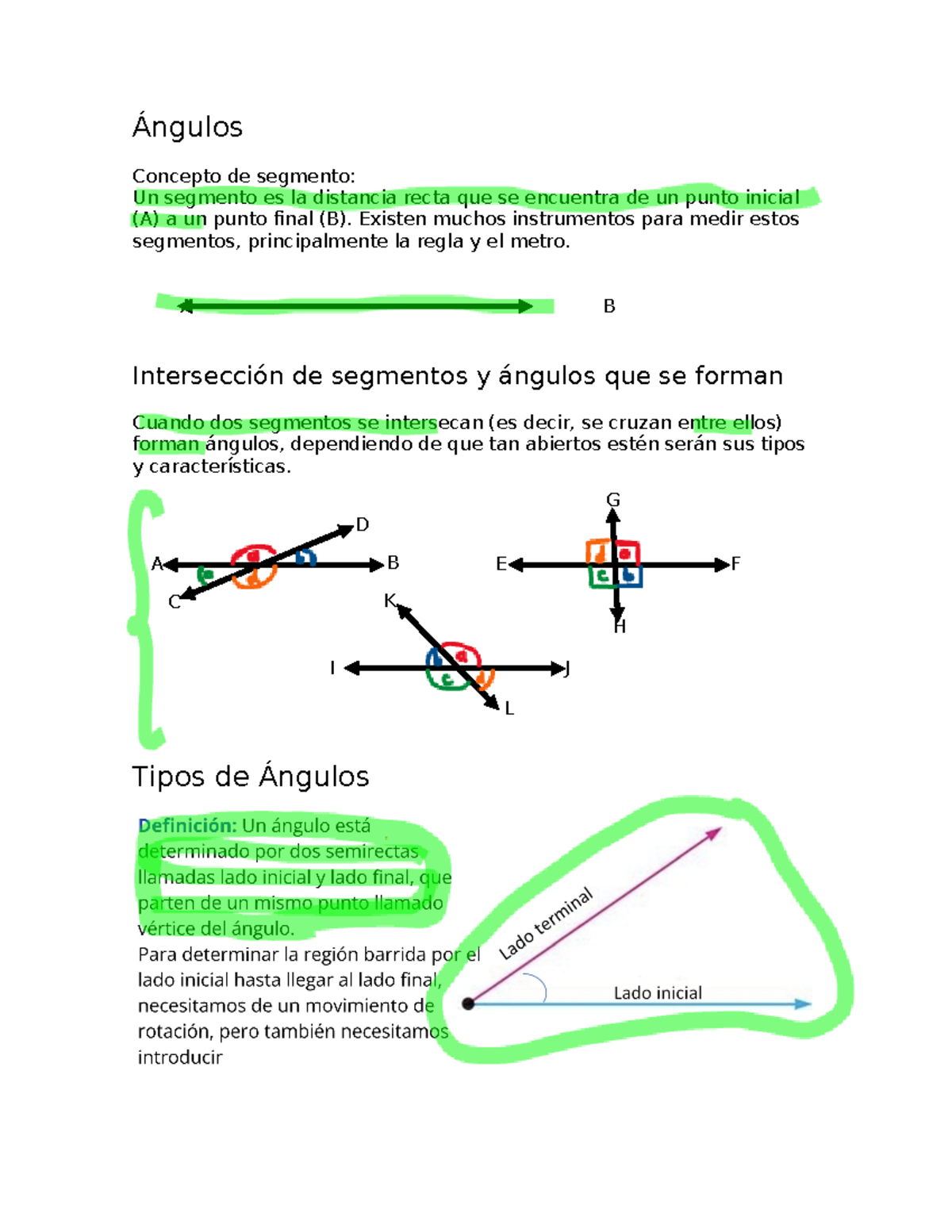 Ángulos - angulos - Ángulos Concepto de segmento: Un segmento es la ...