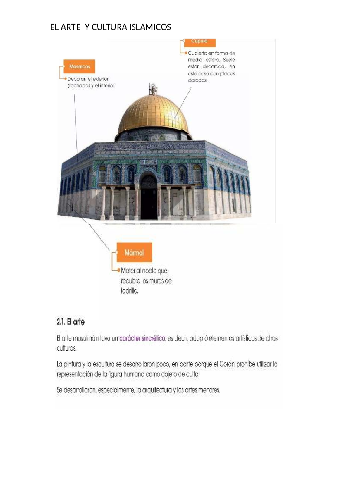 EL ARTE Y CULTURA ISLÁMICOS - Segundo Bachillerato - Studocu