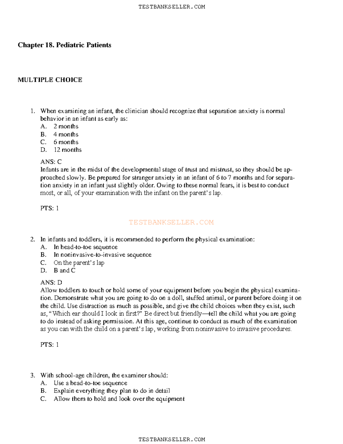 Ch18 - Pediatric Patient Practice Questions and Answers - Studocu