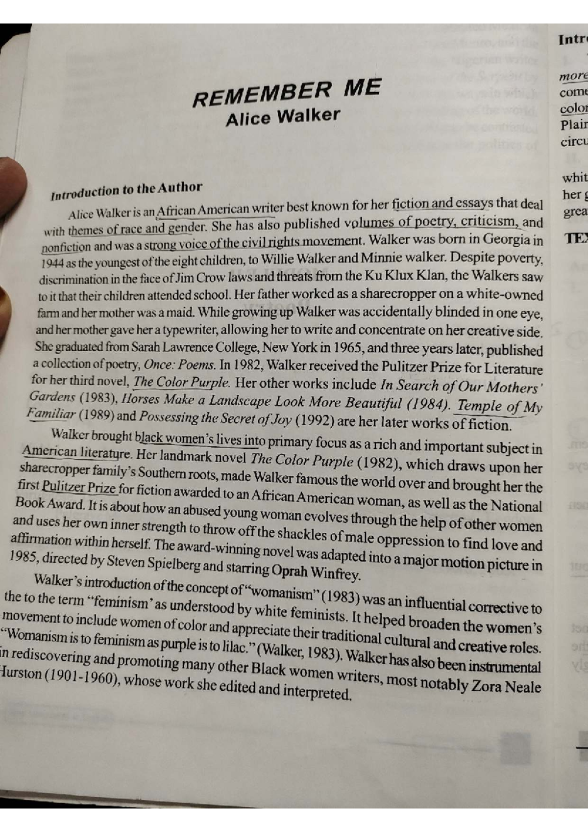New Literatures in English: Module 2, Chapter 1 - Alice Walker's ...
