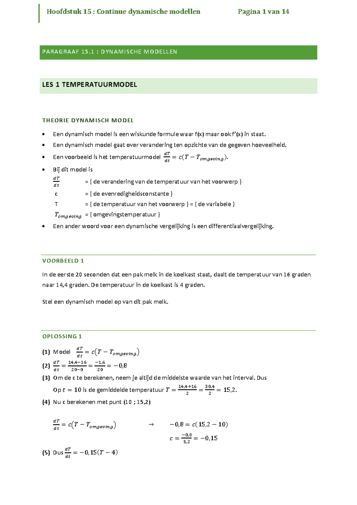Aantekening V5 Wis D Hfst 15 Continu Dynamische Modellen (2020 ...