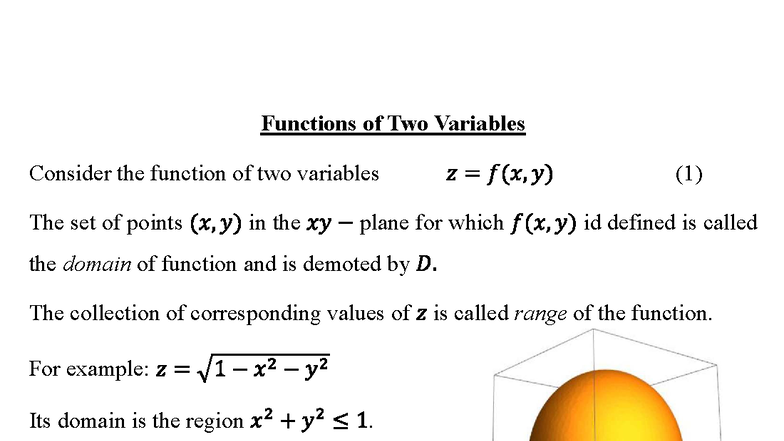 Functions of Two Variables: Limits and Continuity (Unit 4) - Studocu
