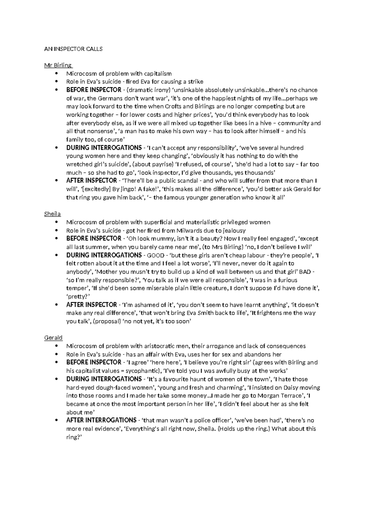 Best Quotes from "An Inspector Calls" (AIC) - Key Themes & Characters ...