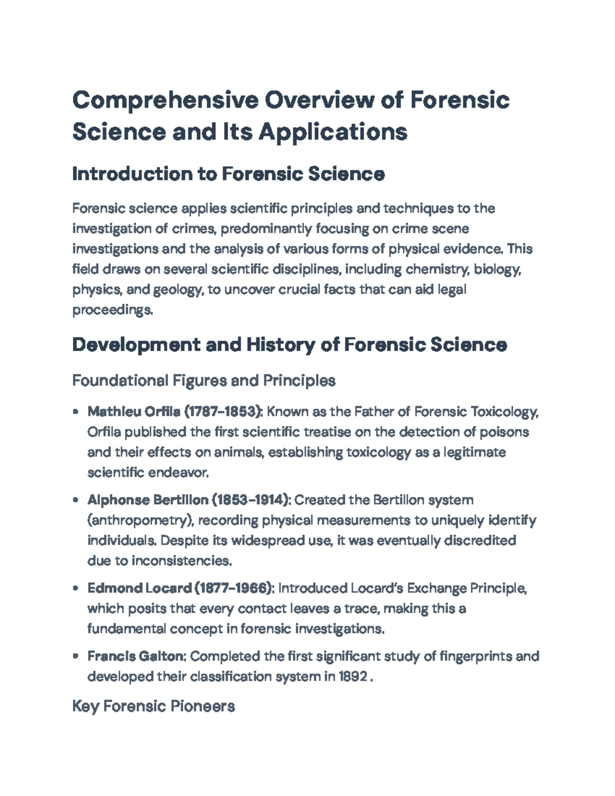 Forensic Science Overview and Its Applications in Crime Investigation ...